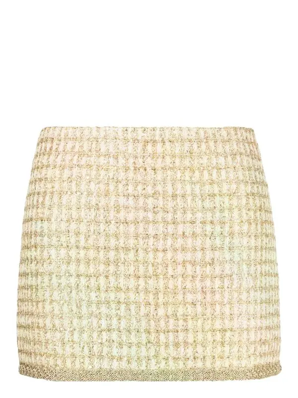 Miu Miu Sequinned Tweed Mini Skirt - Gold
