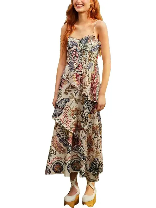 Farm Rio Paisley-print Midi Dress - Neutrals