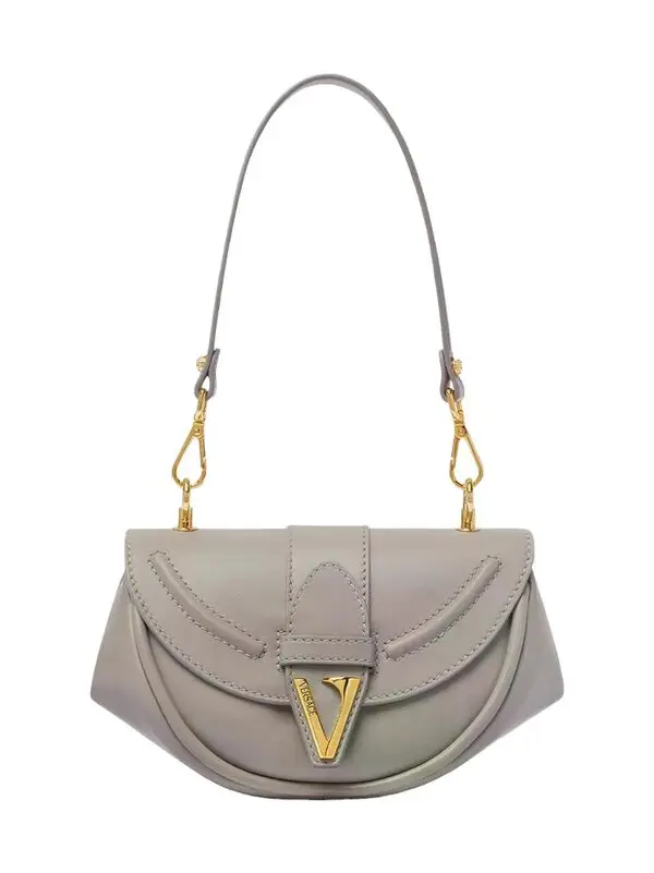 Versace Virtus Leather Shoulder Bag - 1eg3v Gray