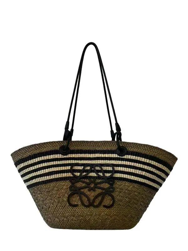 Loewe Striped Anagram Basket Bag - Brown