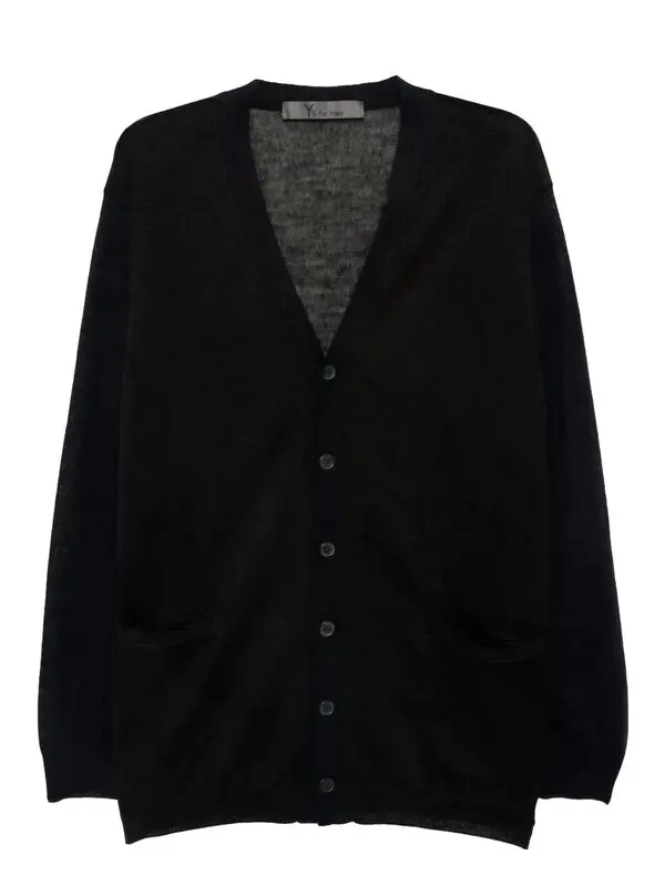 Y’s 12g Knit Cardigan With Logo - Black