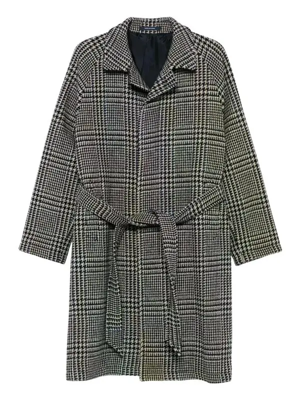 Tagliatore Check-print Belted Coat - Black