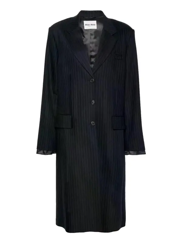 Miu Miu Single-breasted Pinstripe Coat - Blue