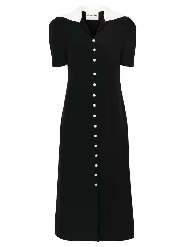 Miu Miu Crystal-embellished Flared Crepe Dress - Black