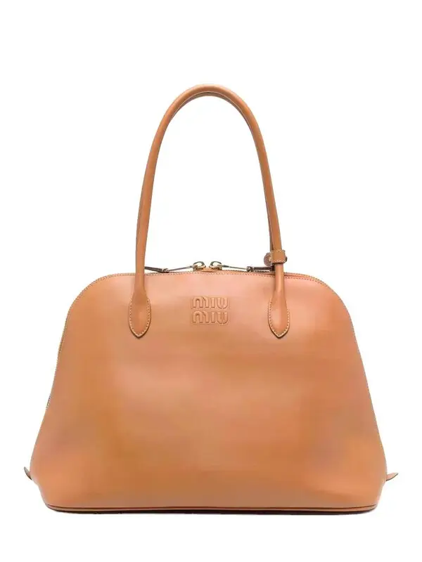 Miu Miu Embossed-logo Tote Bag - Brown
