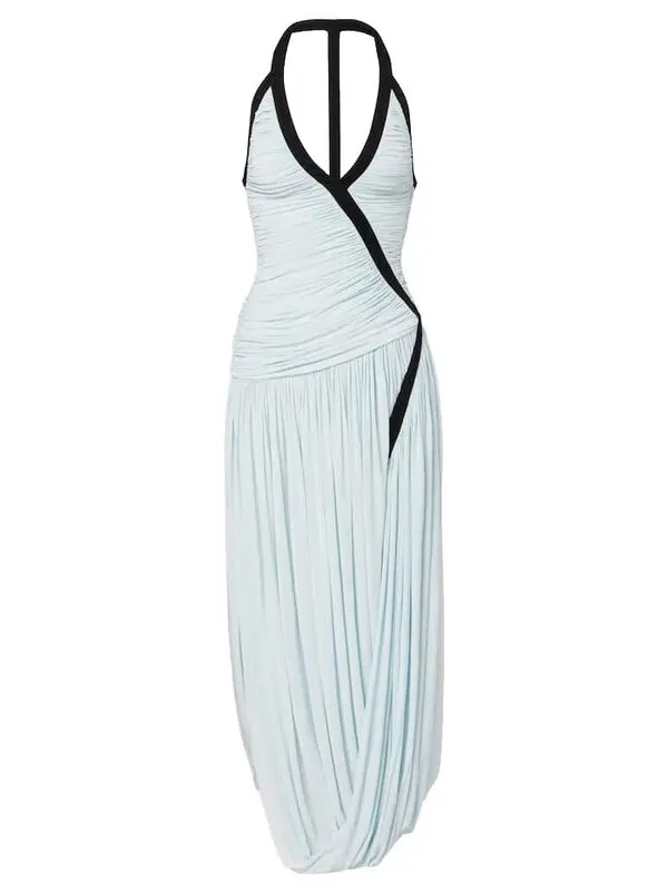 Christopher Esber Suspended Ruched Jersey Maxi Dress - Blue