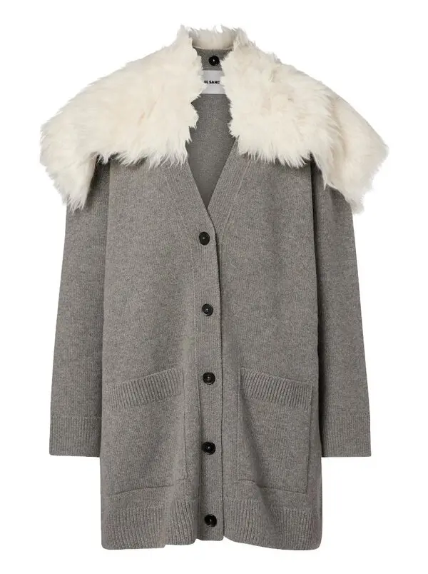 JIL SANDER Wool, Cotton, And Cashmere-blend Cardigan - Grey
