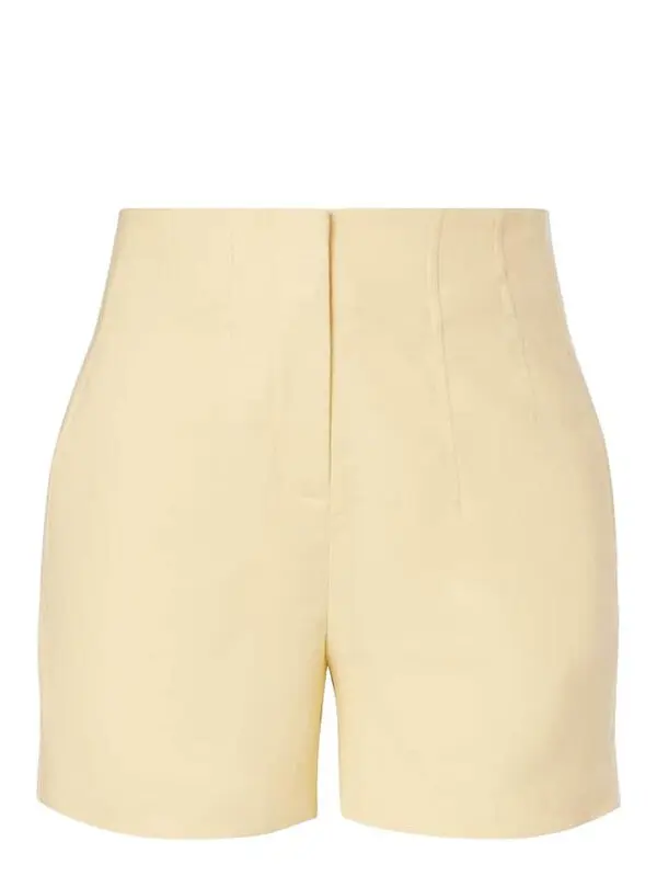 Veronica Beard Brit High-rise Linen-blend Shorts - Yellow