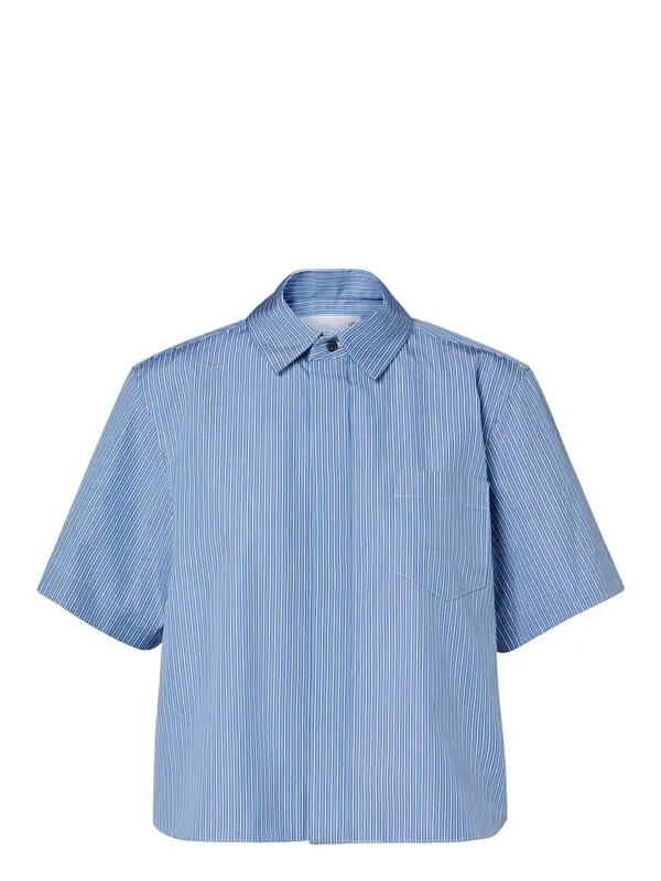 Sacai Striped Cotton Poplin Shirt - Blue