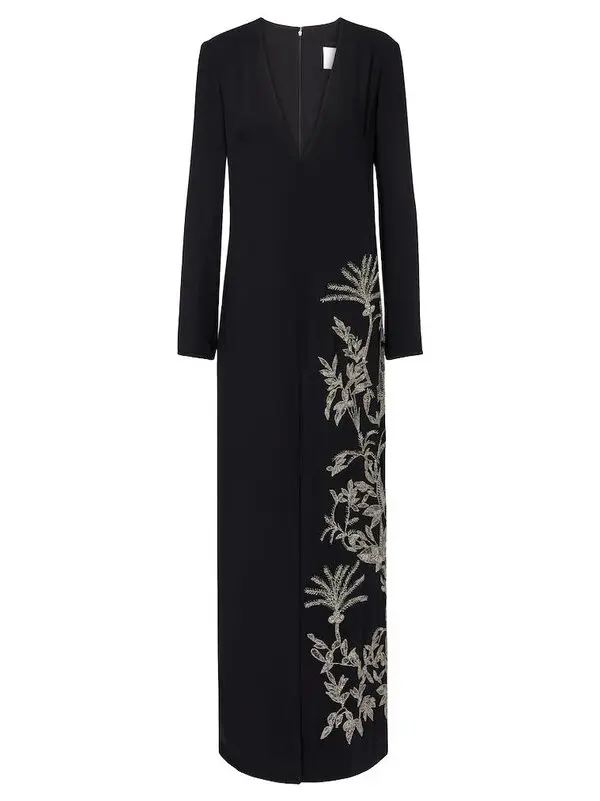 Costarellos Vita Beaded Crêpe Gown - Black