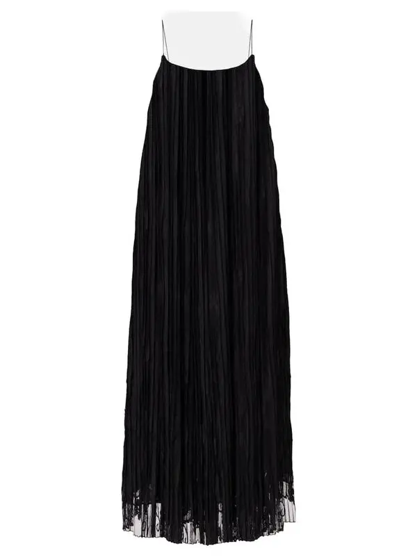 TOTÊME Embroidered Floral Tulle Maxi Dress - Black