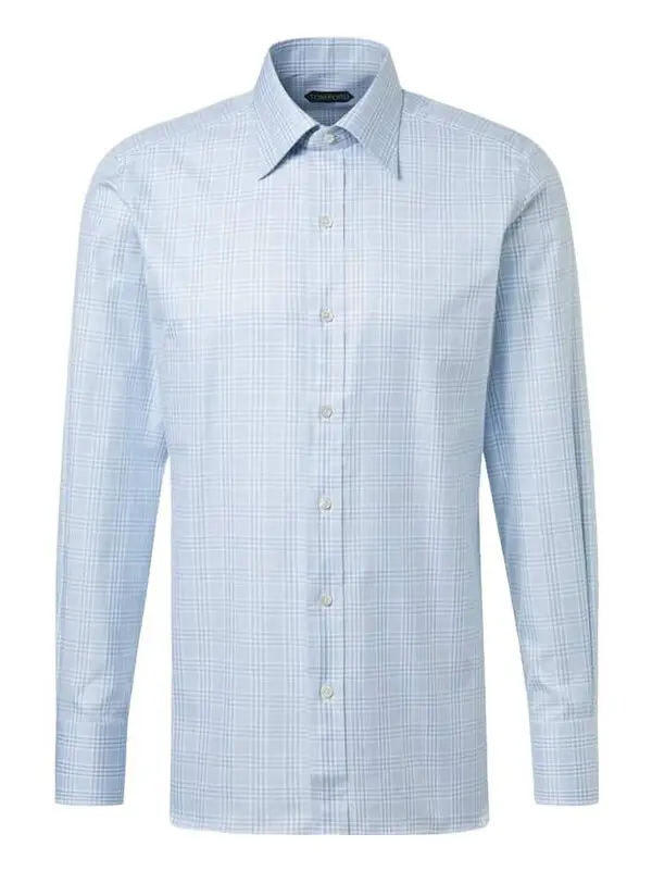 TOM FORD Checked Cotton Shirt - Blue
