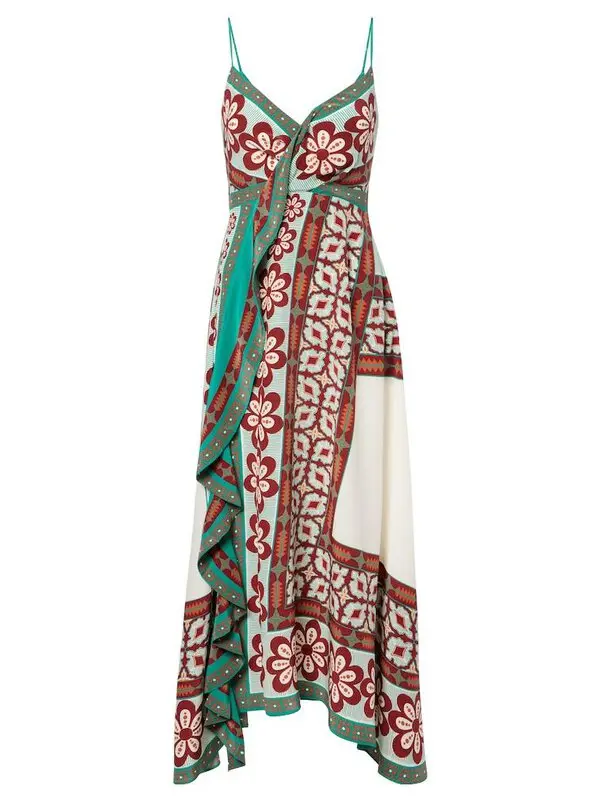 La DoubleJ Turn Around Silk Crêpe De Chine Maxi Dress - Multicoloured