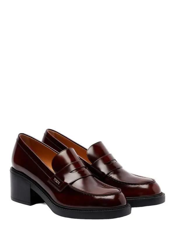 TOD'S Leather Loafer Pumps - Brown