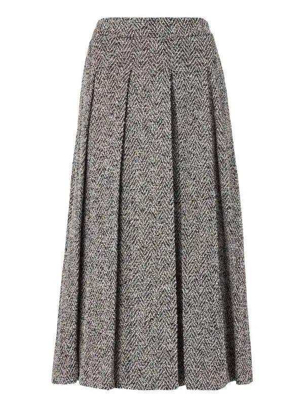 Max Mara Gallo Cotton And Wool-blend Midi Skirt - Black
