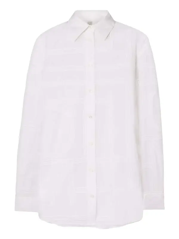 TOTEME Embroidered Cotton And Silk Voile Shirt - White