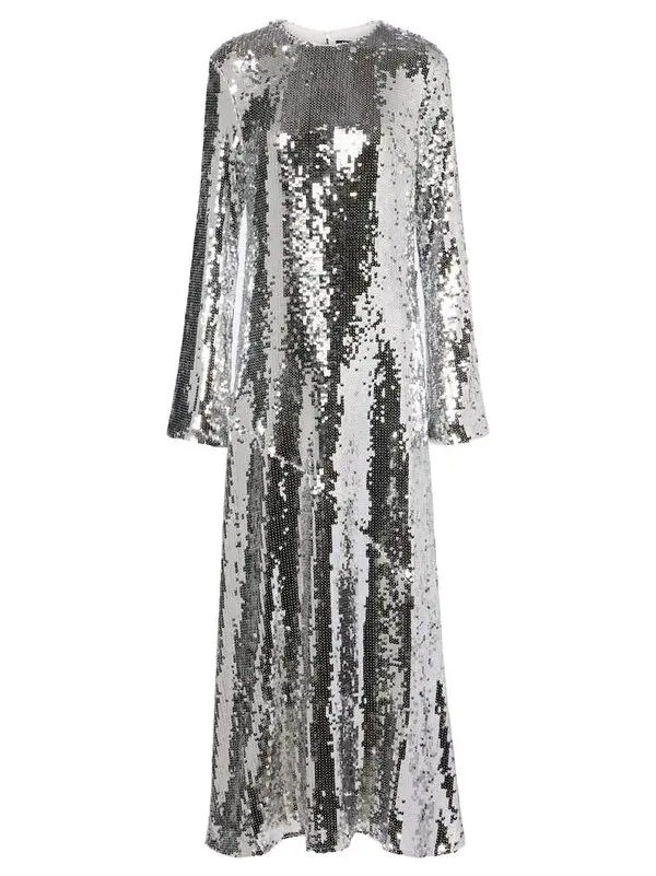 Remain Birger Christensen Sequined Maxi Dress - Silver