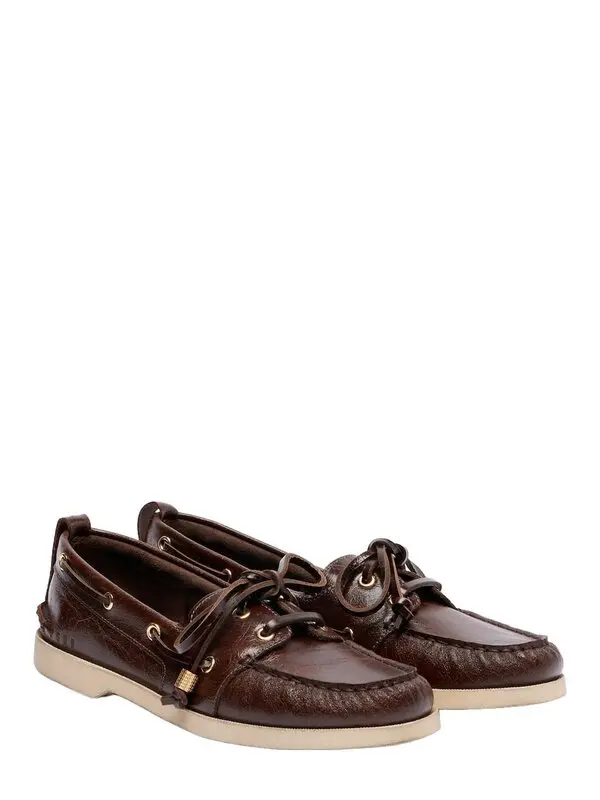 GOLDEN GOOSE Handmade Leather Boat Shoes - Brown