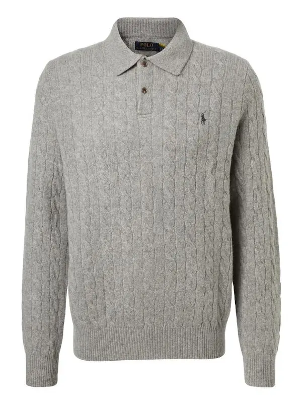 Polo Ralph Lauren Cable-knit Wool And Cashmere Polo Sweater - Grey