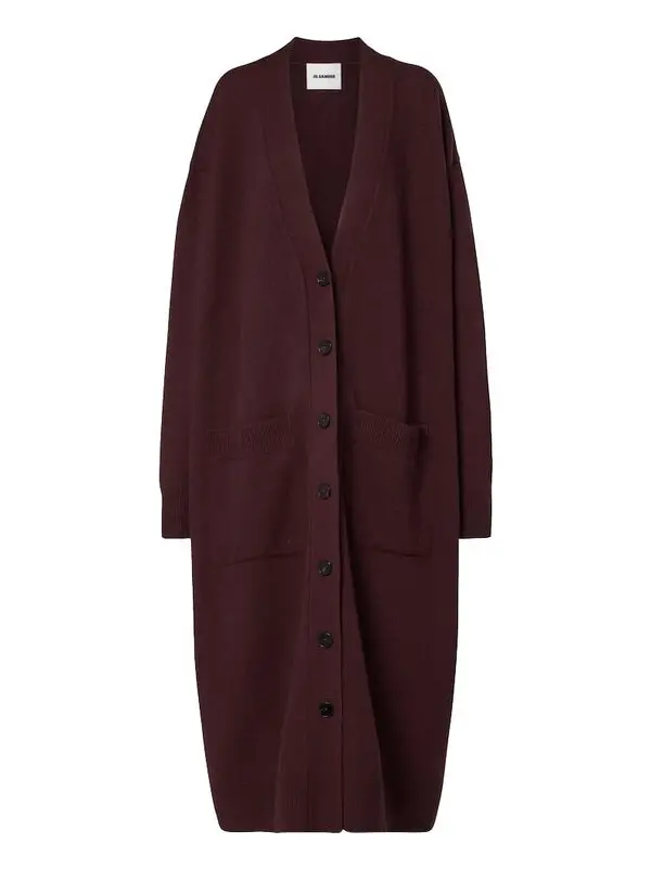 JIL SANDER Oversized Wool Cardigan - Brown