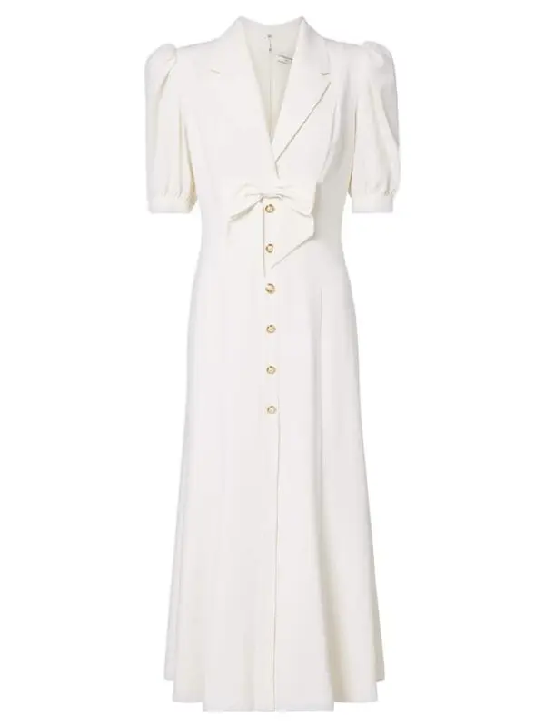 Alessandra Rich Wool-blend Crêpe Midi Dress - White