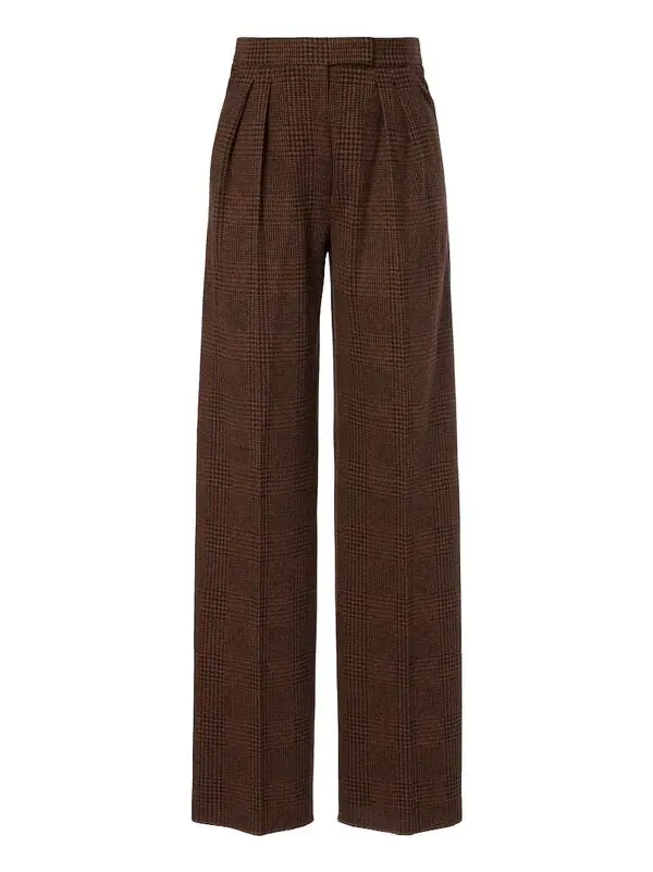 Max Mara Ponza Cotton And Wool-blend Wide-leg Pants - Brown