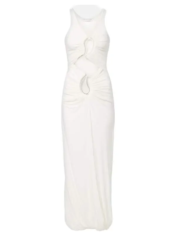 Christopher Esber Paisley Disconnect Cutout Jersey Maxi Dress - White