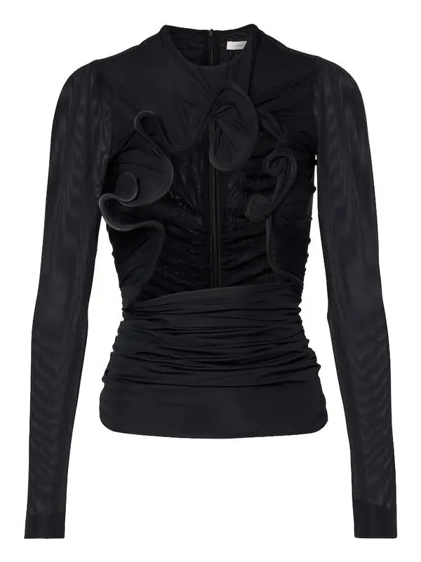 Christopher Esber Hollow Venus Cutout Mesh Top - Black