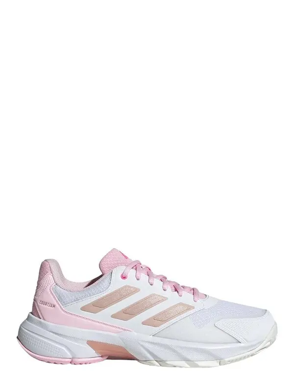 Adidas Courtjam Control 3 Lace Up Sneakers - Cloud White/silver Metallic/lucid Pink