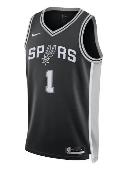 Nike Nba San Antonio Spurs Victor Wembanyama Icon Edition Swingman Drifit Jersey - Black/white/grey
