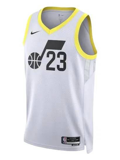 Nike Nba Utah Jazz Lauri Markkanen Association Edition Swingman Drifit Jersey - White/black/yellow