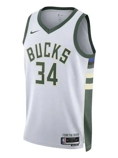 Nike Nba Milwaukee Bucks Giannis Antetokounmpo Association Edition Swingman Drifit Jersey - White/green/cream