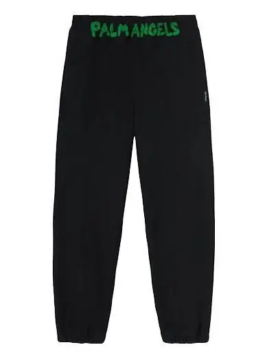Palm Angels Logoprinted Elasticated Waist Track Pants - Black/green