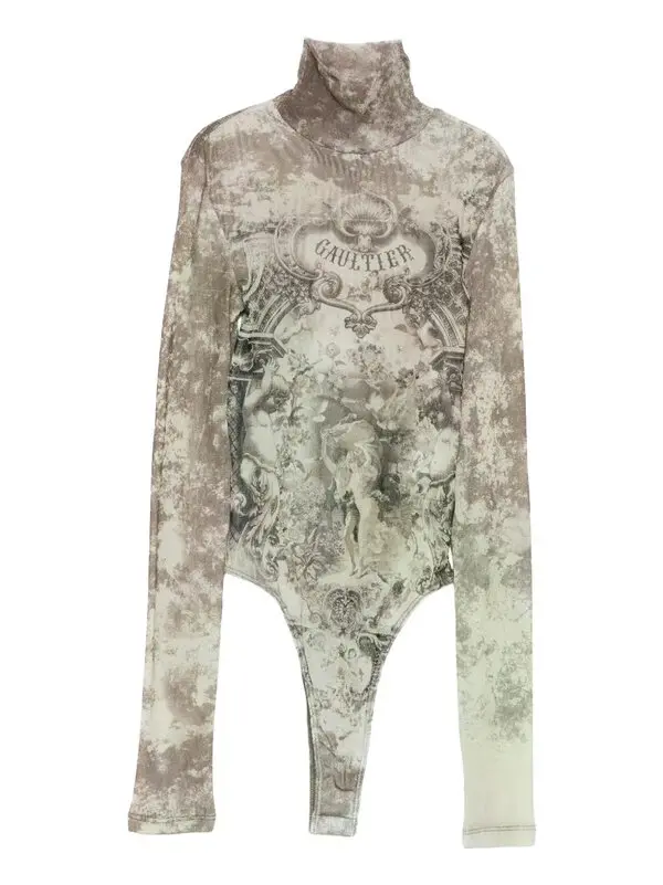 JEAN PAUL GAULTIER Médaillon-print Bodysuit - Grey