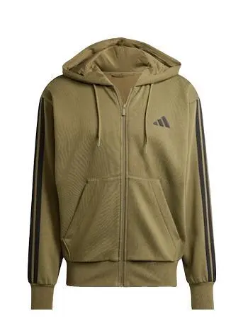 Adidas Essentials 3-stripes Fleece Hoodie - Olive Strata Black
