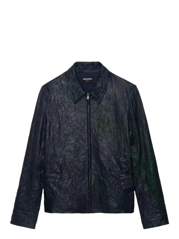 Zadig&Voltaire Leather Zip-up Jacket - Blue