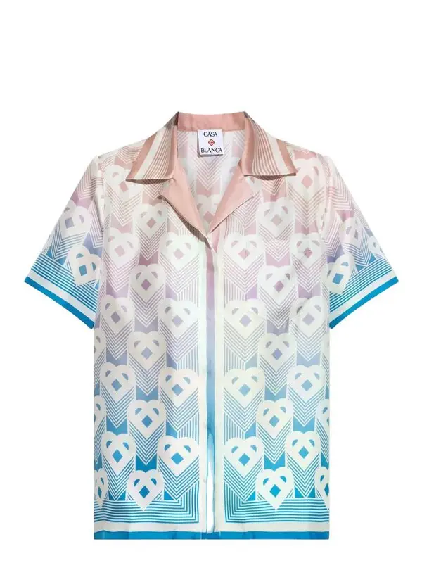 Casablanca Heart-monogram Silk Shirt - Blue