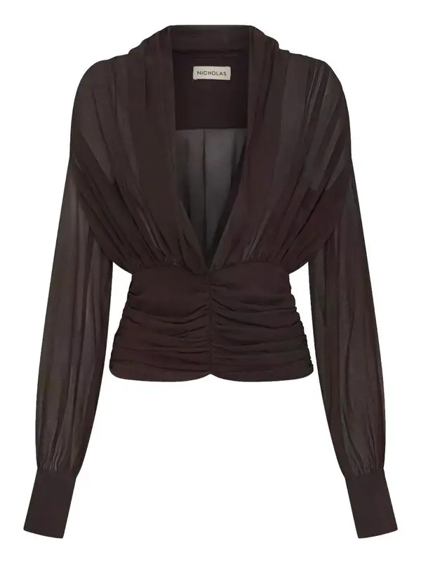 NICHOLAS Jacqueline Pleated-gathered Top - Brown