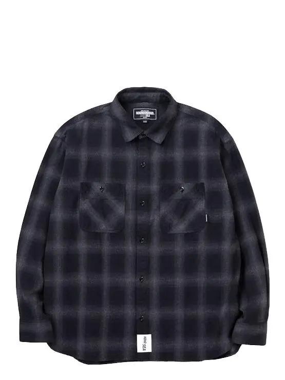 NEIGHBORHOOD X Wind And Sea Long Sleeve Ombre Check Shirt - Grey