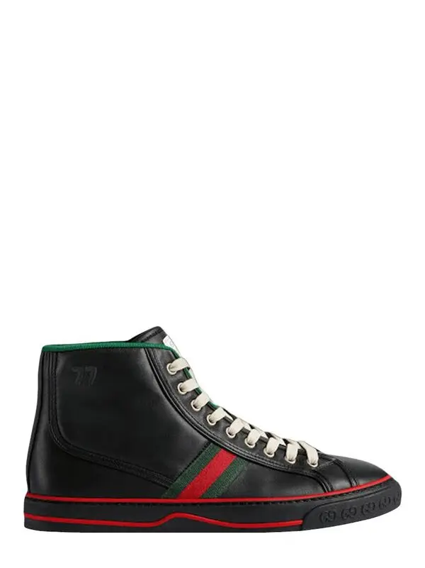 Gucci 1977 Leather High-top Sneakers - Black/green/red