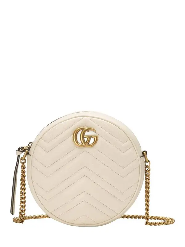 Gucci Gg Marmont Round Mini Shoulder Bag - White