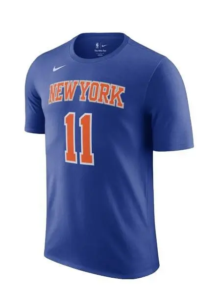 Nike Nba New York Knicks Jalen Brunson Name & Number T-shirt - Blue/white/orange