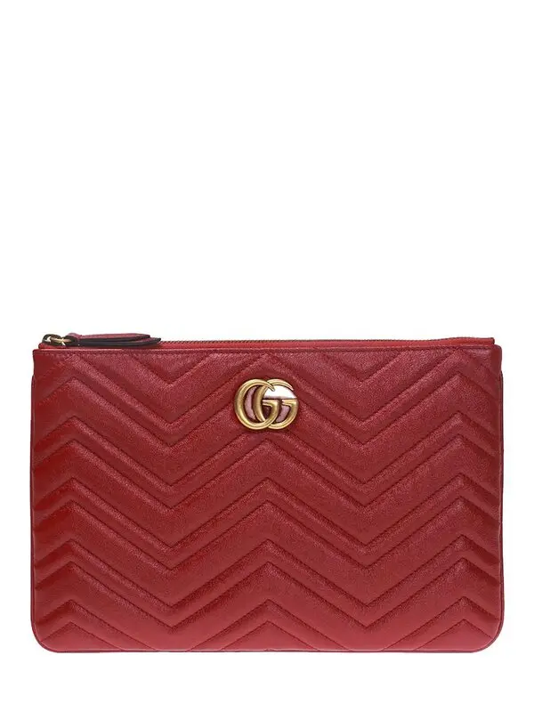 Gucci Gg Marmont Clutch - Hibiscus Red