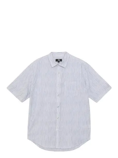 StÜssy Wavy Striped Short Sleeve Shirt - Blue