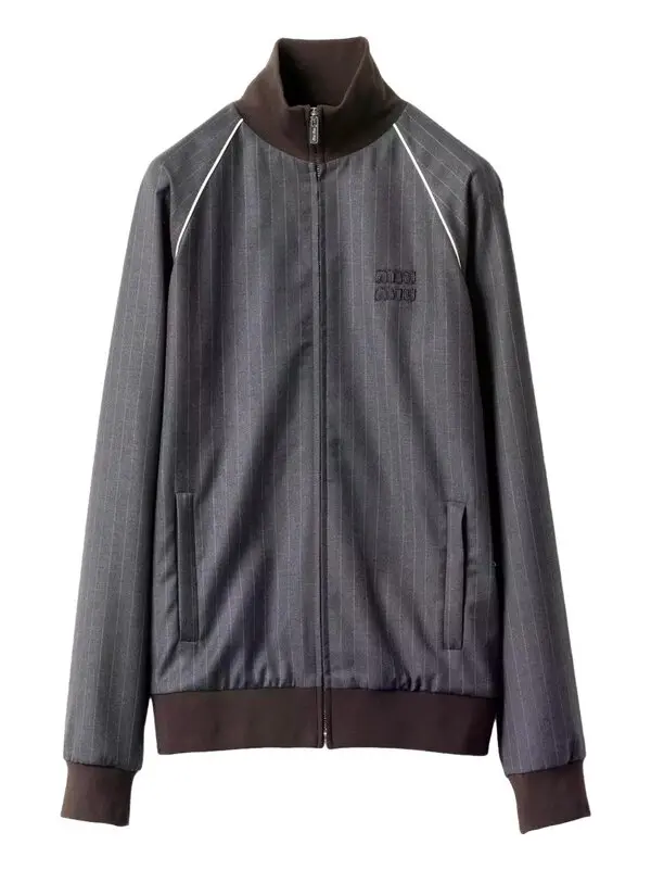 Miu Miu Pinstripe Zip Jacket - Grey