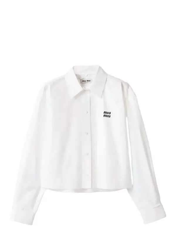 Miu Miu Cropped Poplin Shirt With Detachable Collar And Cuffs - White