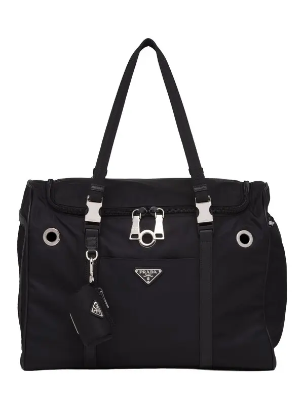 Prada Re-nylon And Saffiano Leather Pet Bag - Black