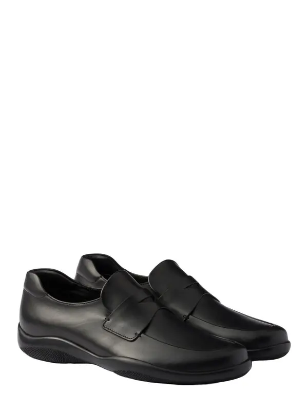 Prada Toblach Leather Loafers - Black