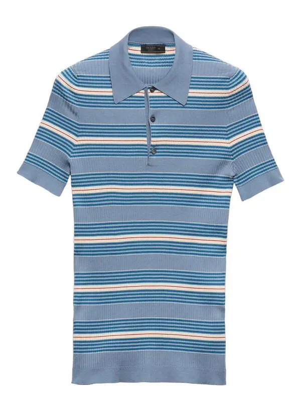 Prada Striped Cotton Polo Shirt - Periwinkle Blue