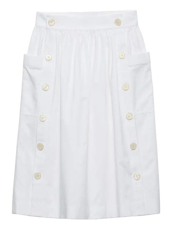 Prada Cotton Gabardine Full Skirt - White